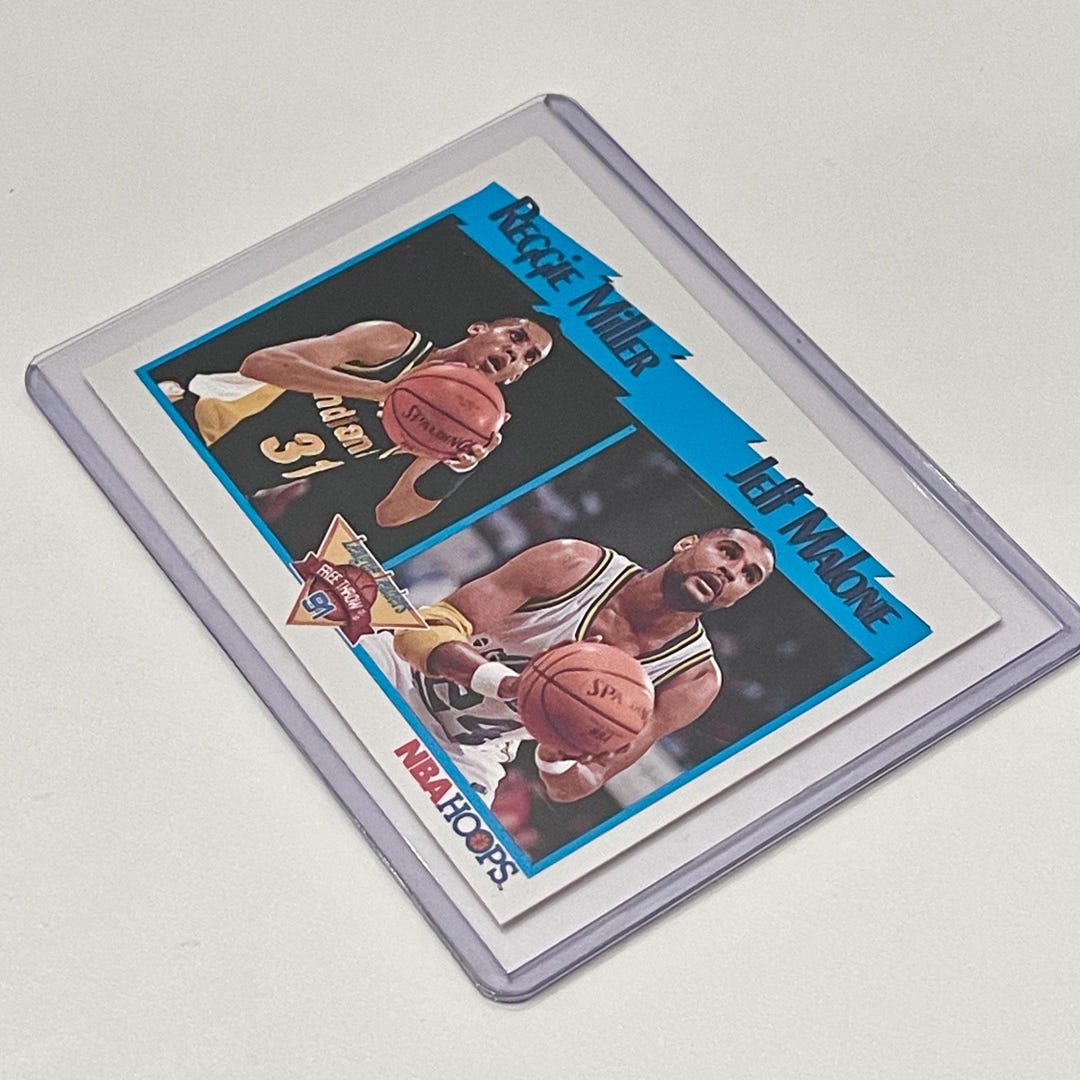 1991 Reggie Miller NBA Hoops 308 Jeff Malone Free Throw % League ...