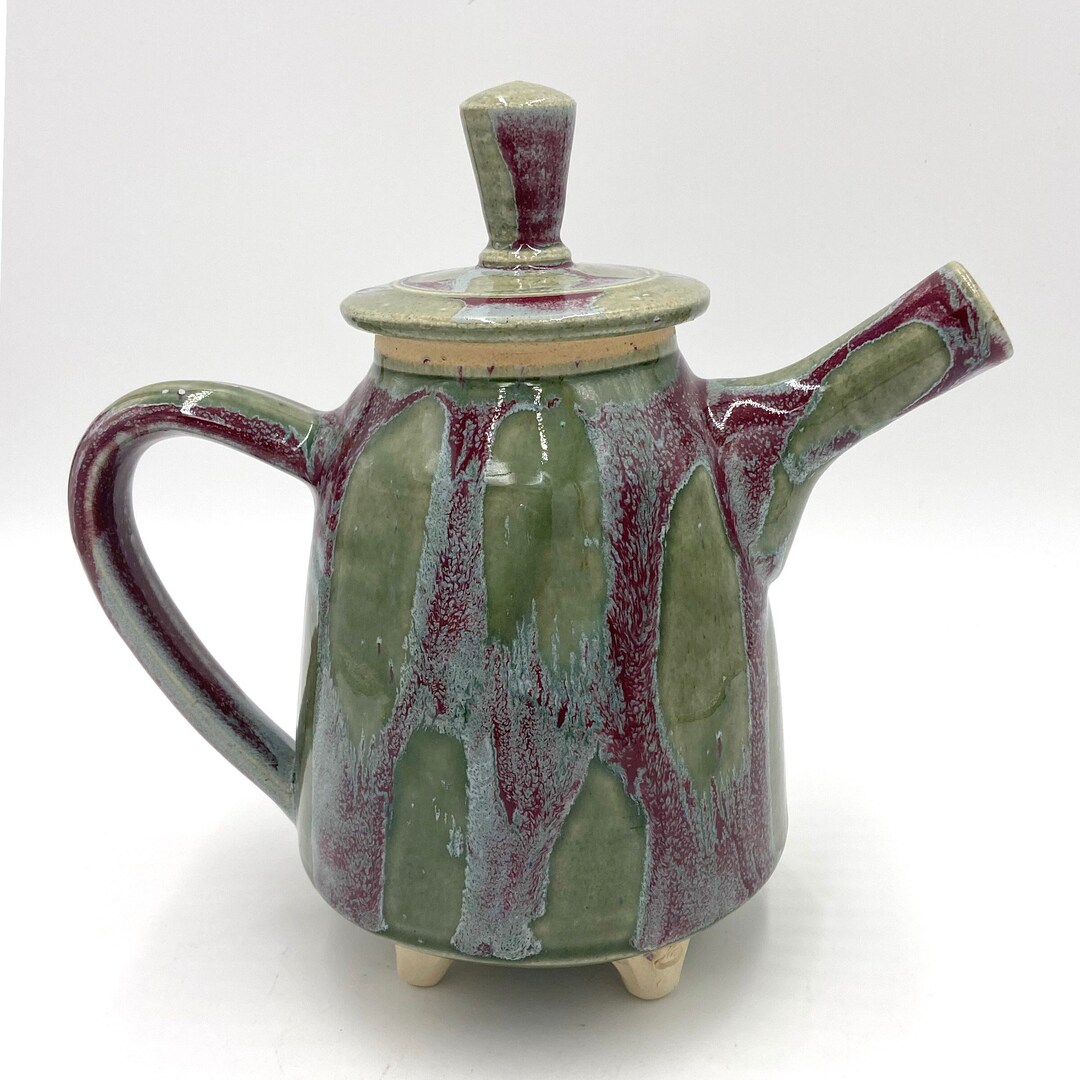 Green and Burgundy Walking Teapot - Etsy