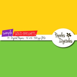 Brights Solid Digital Paper Pack - Digital Papers / Printable ...