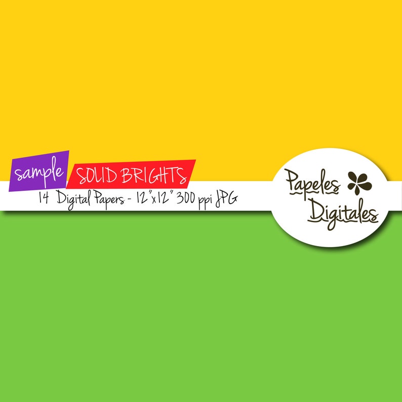 Brights Solid Digital Paper Pack - Digital Papers / Printable ...