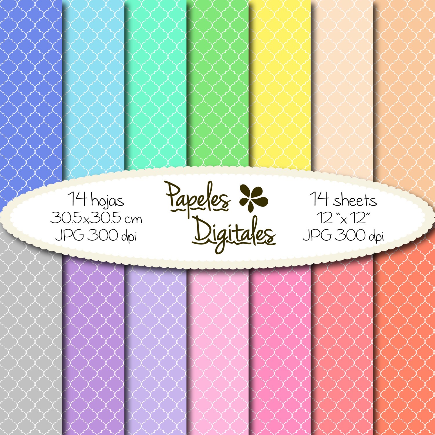 Pastel Quatrefoil Digital Paper - Digital Papers / Digital Backgrounds ...