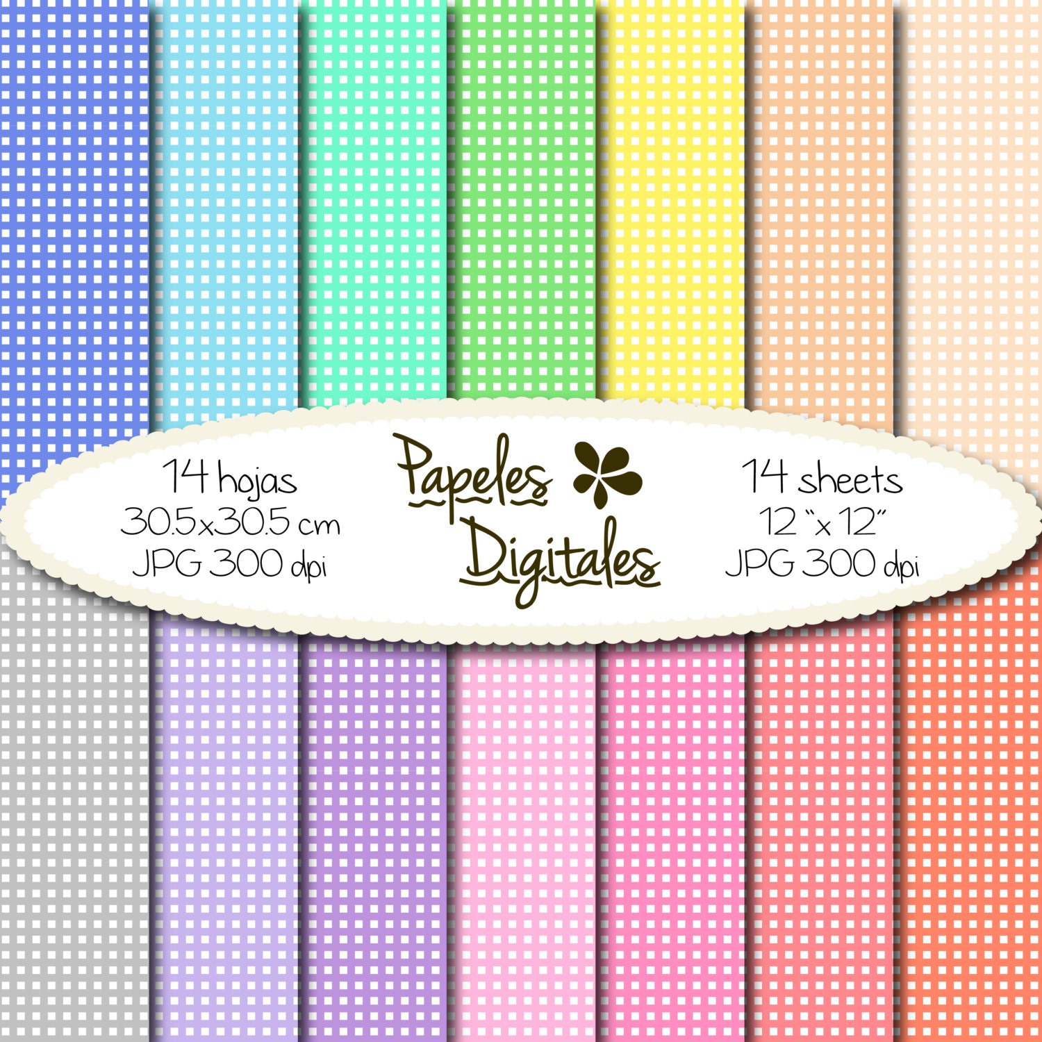 Gingham in Pastels Digital Paper - Pastel Gingham Pattern - Digital ...