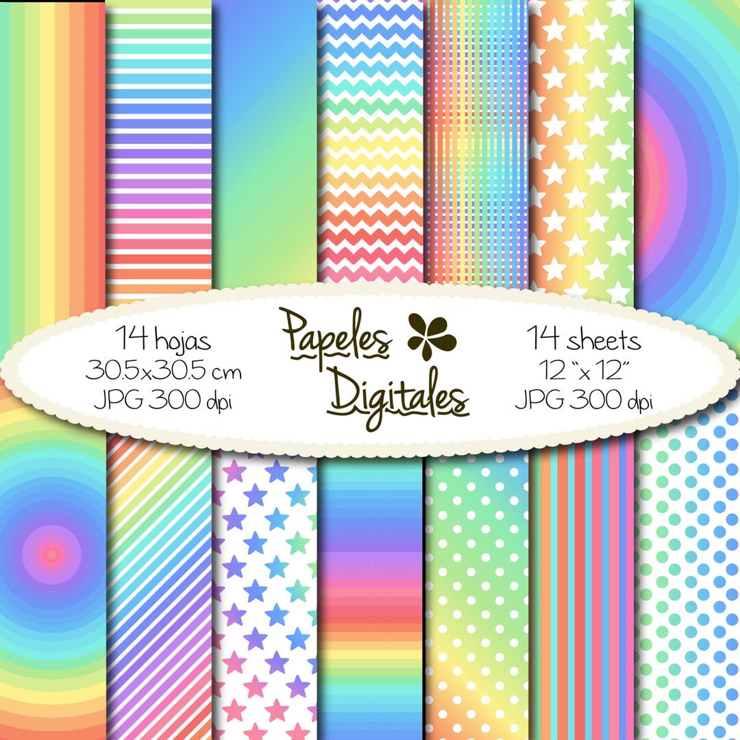 Pastel Rainbow Digital Papers - Colorful Pastels Digital Backgrounds ...