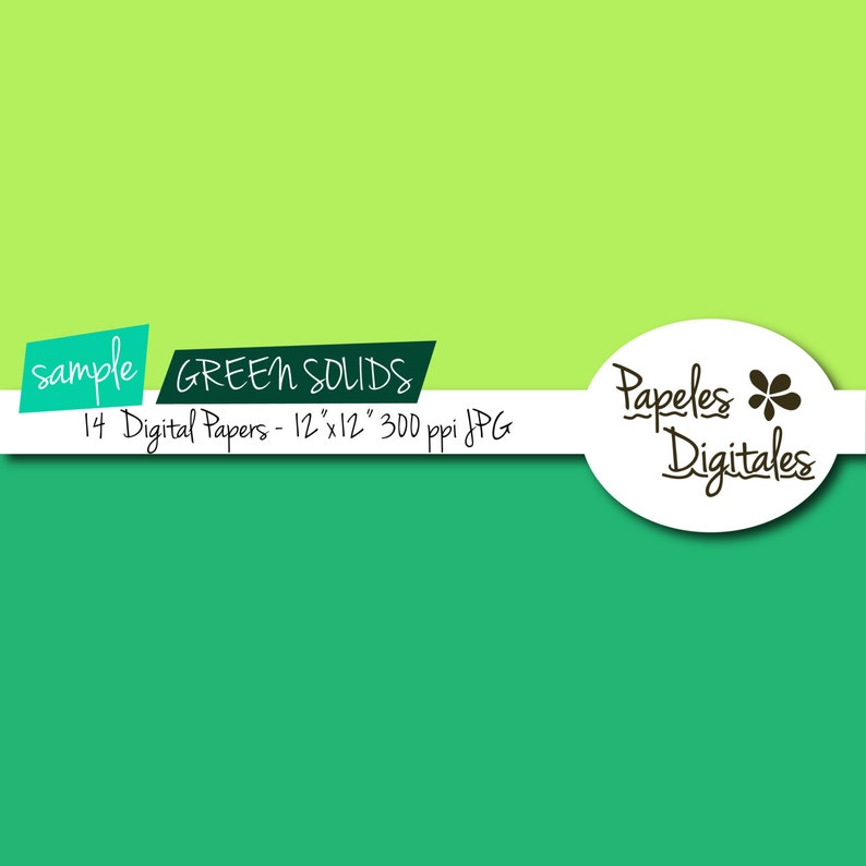 Green Solids Digital Paper Pack - Digital Papers / Printable ...