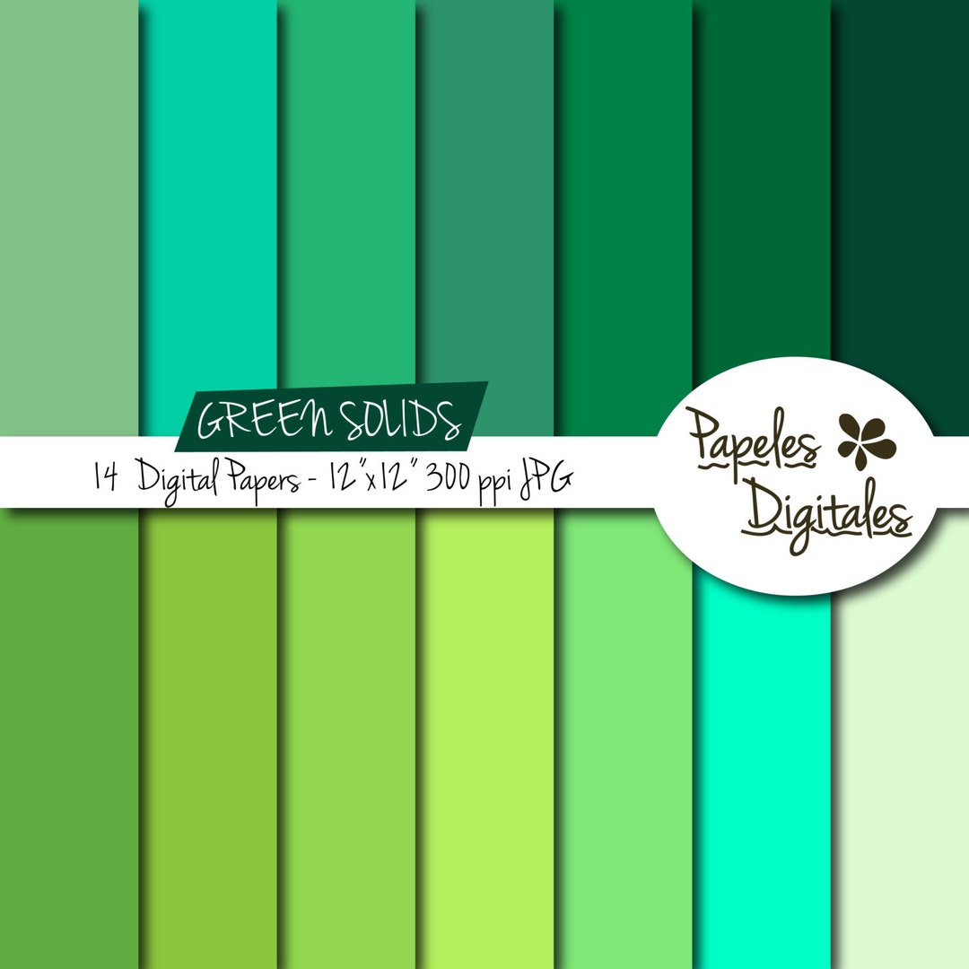 Green Solids Digital Paper Pack - Digital Papers / Printable ...