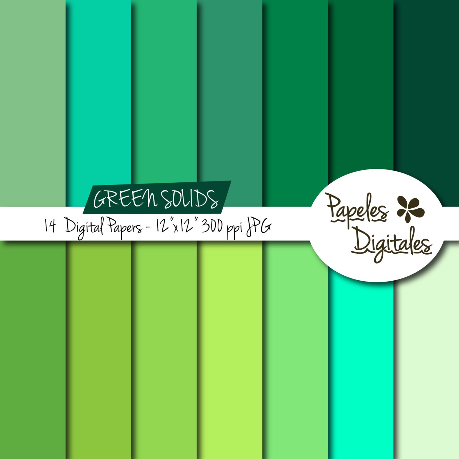 Green Solids Digital Paper Pack Digital Papers / Printable | Etsy