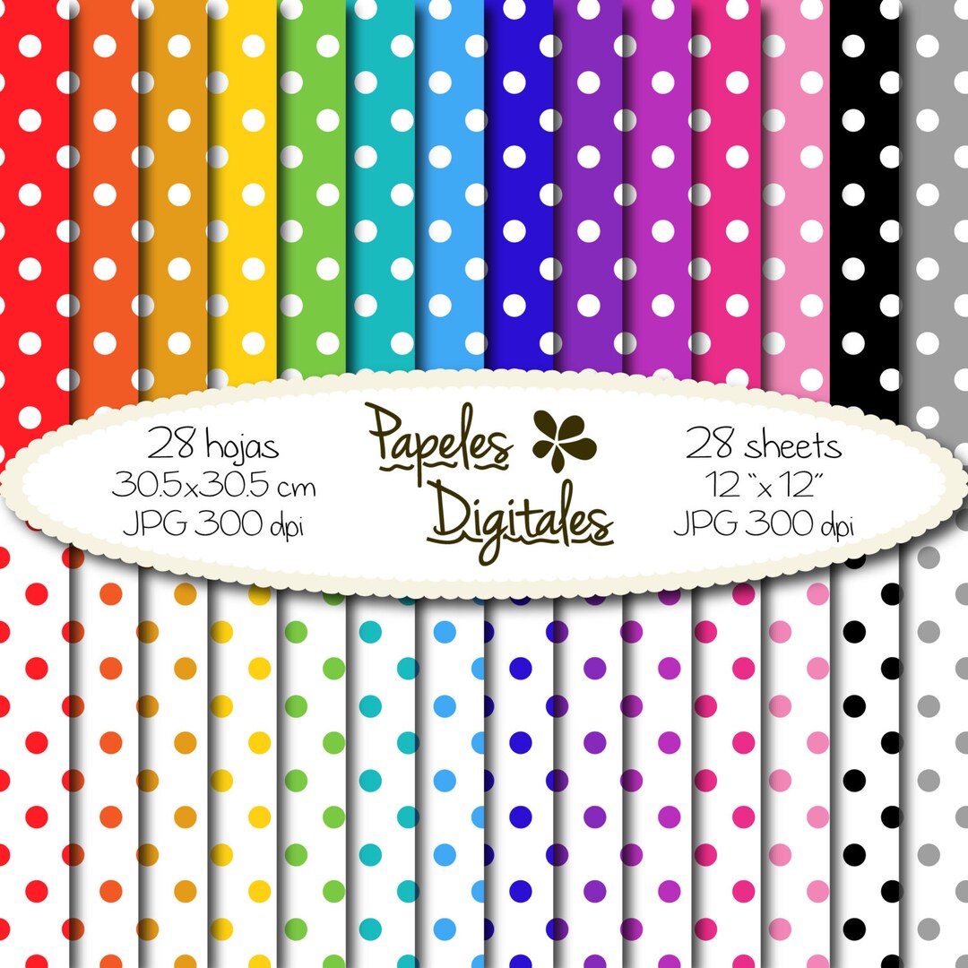 Bright Polka Dots Digital Paper - Digital Backgrounds/digital Papers in ...