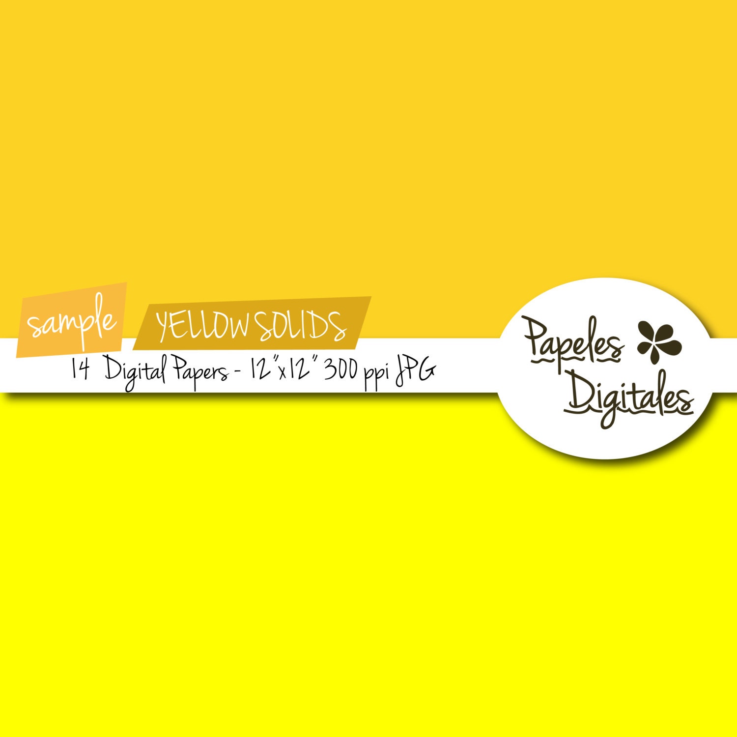 Yellow Solids Digital Paper Pack - Digital Papers / Printable ...