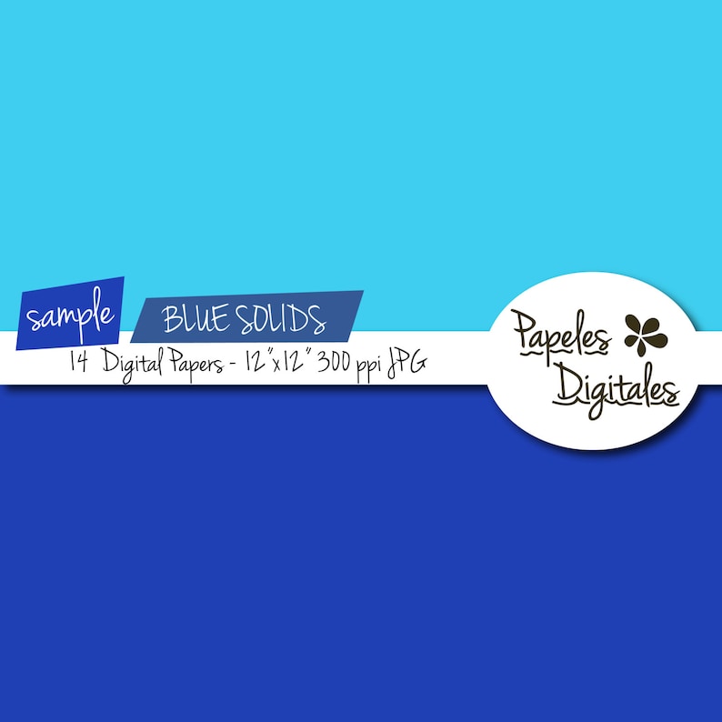 Blue Solids Digital Paper Pack - Digital Papers / Printable Backgrounds ...