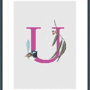 Cross Stitch Pattern - Letter U - Blue Wren Alphabet Series - Etsy
