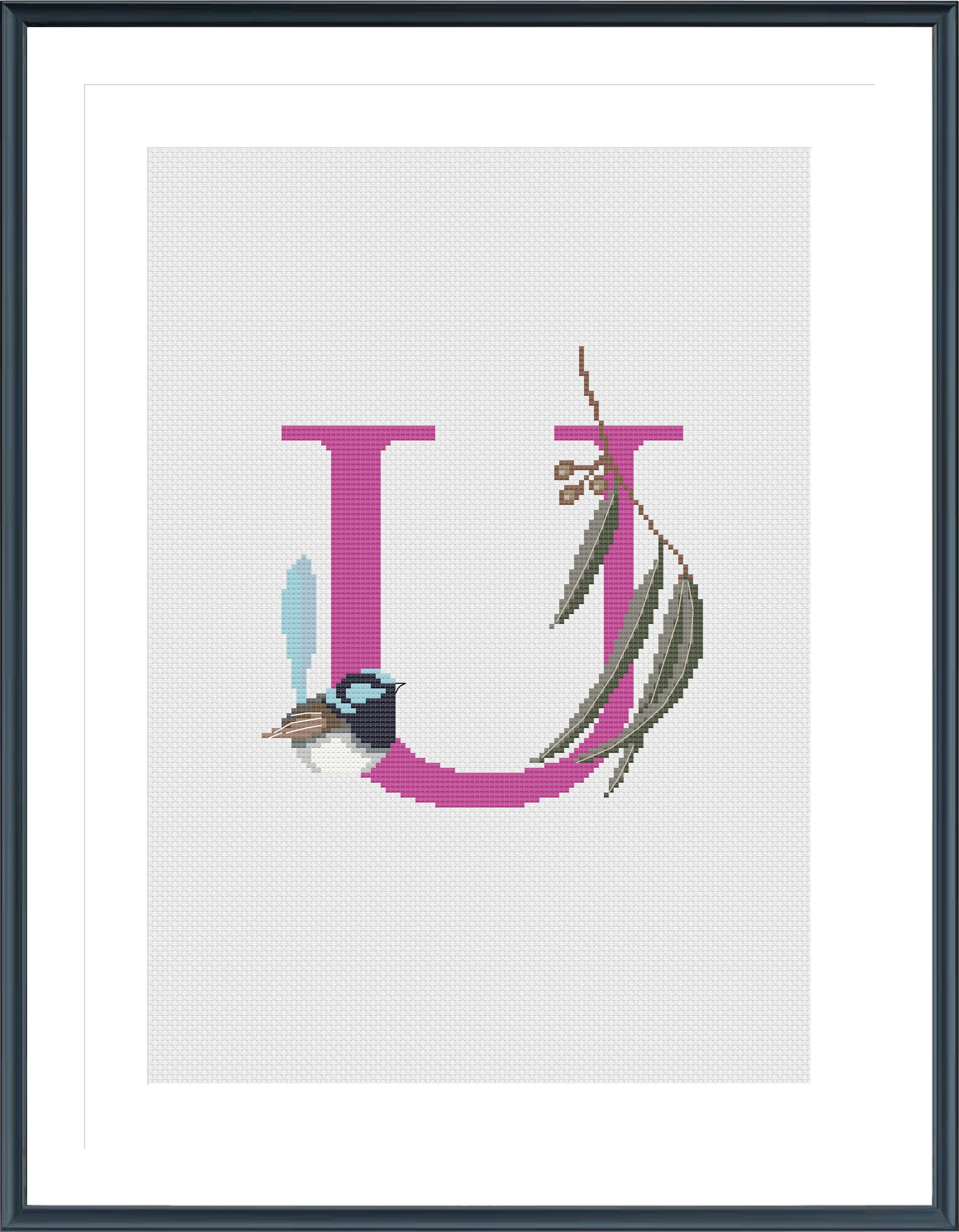 Cross Stitch Pattern - Letter U - Blue Wren Alphabet Series - Etsy