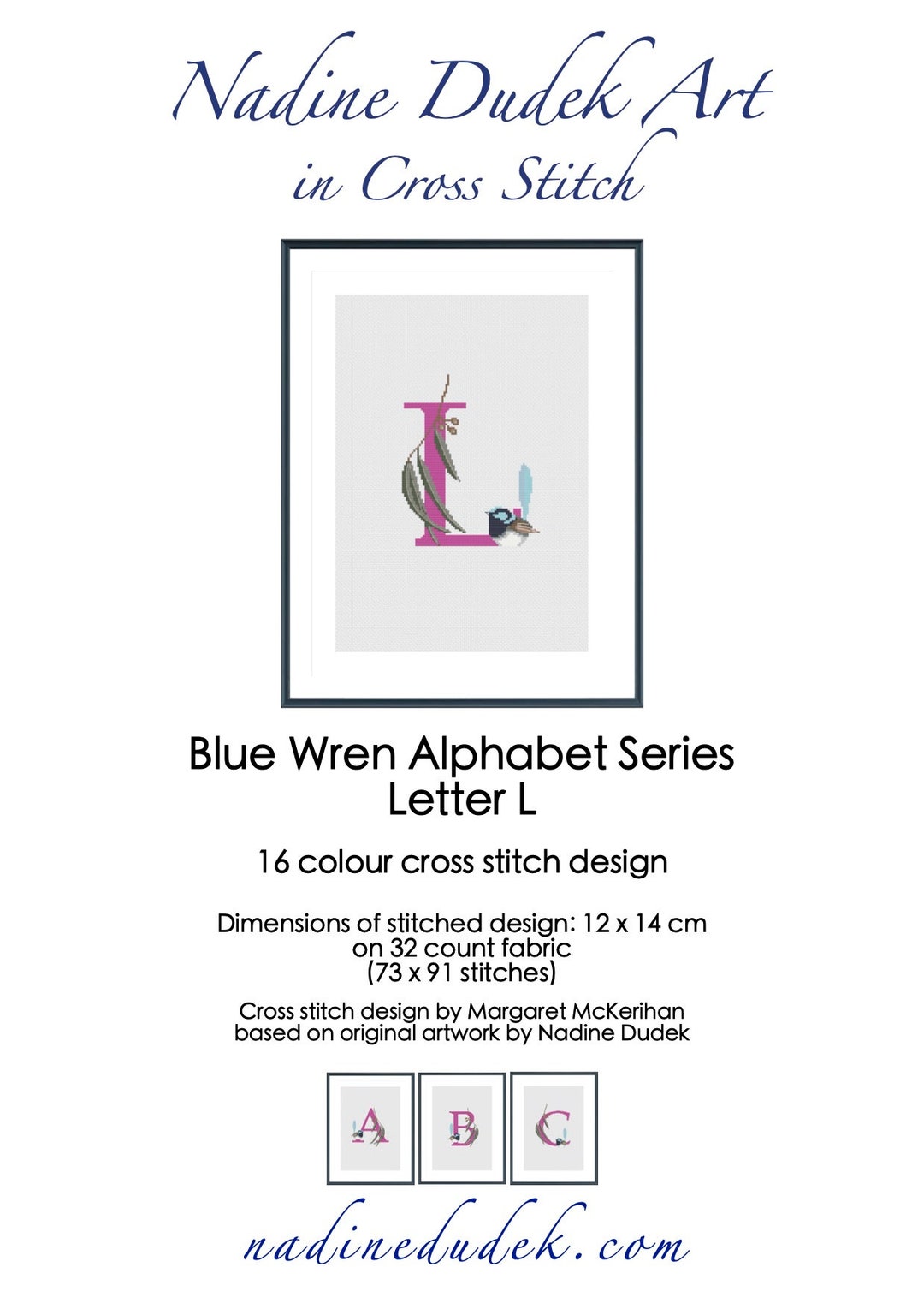 Cross Stitch Pattern - Letter L - Blue Wren Alphabet Series - Etsy
