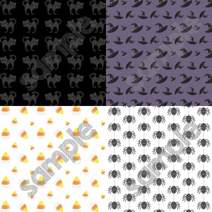 Halloween Digital Paper, Ghosts, Pumpkins, Bats, Spiders, Cobweb, Witch ...