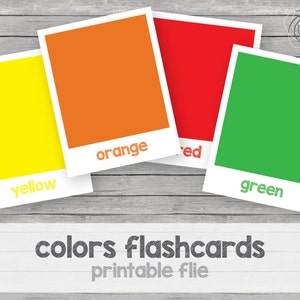 Printable Kids Colors Flashcards, English - Etsy