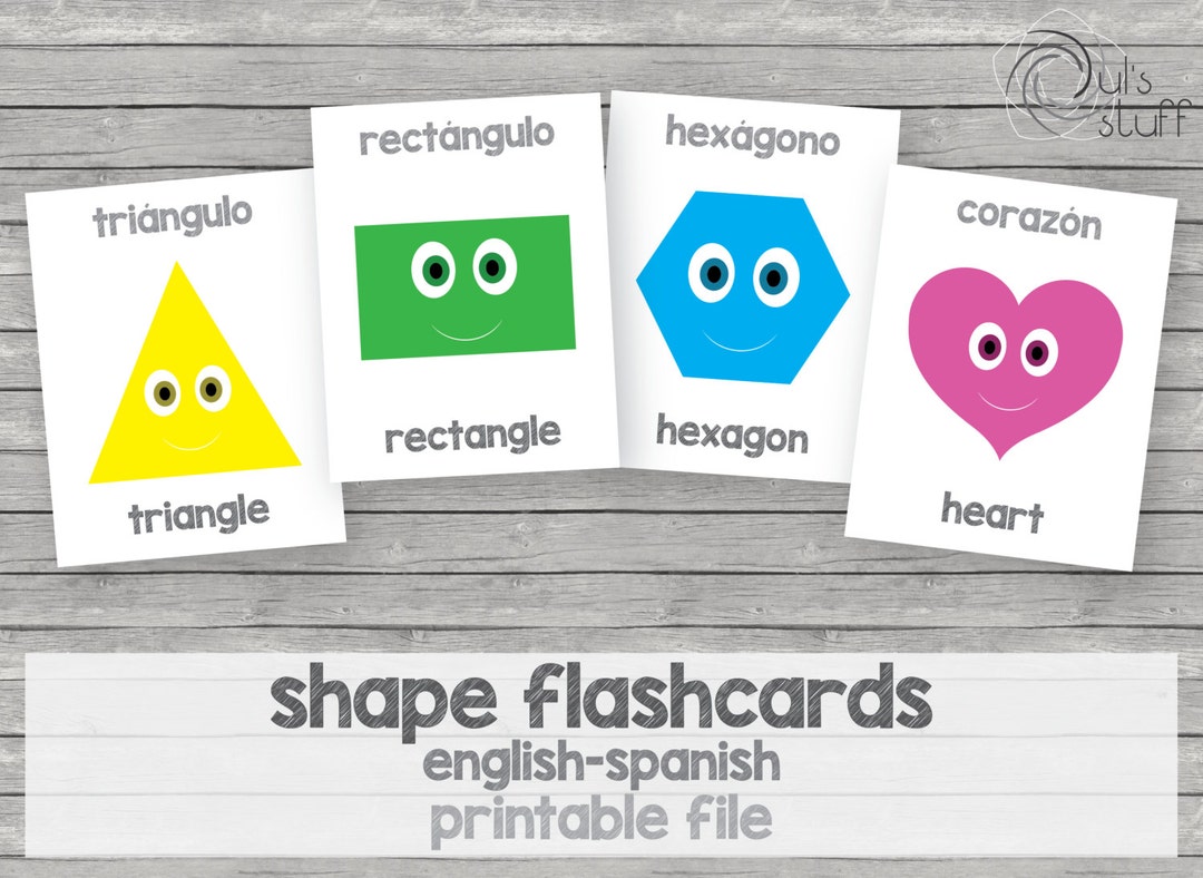 Printable Kids Shape Flashcards, English-spanish - Etsy