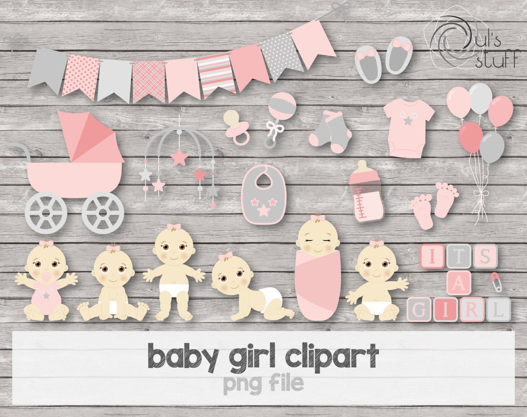 Baby Shower Clipart, Baby Girl, Baby Pink - Etsy