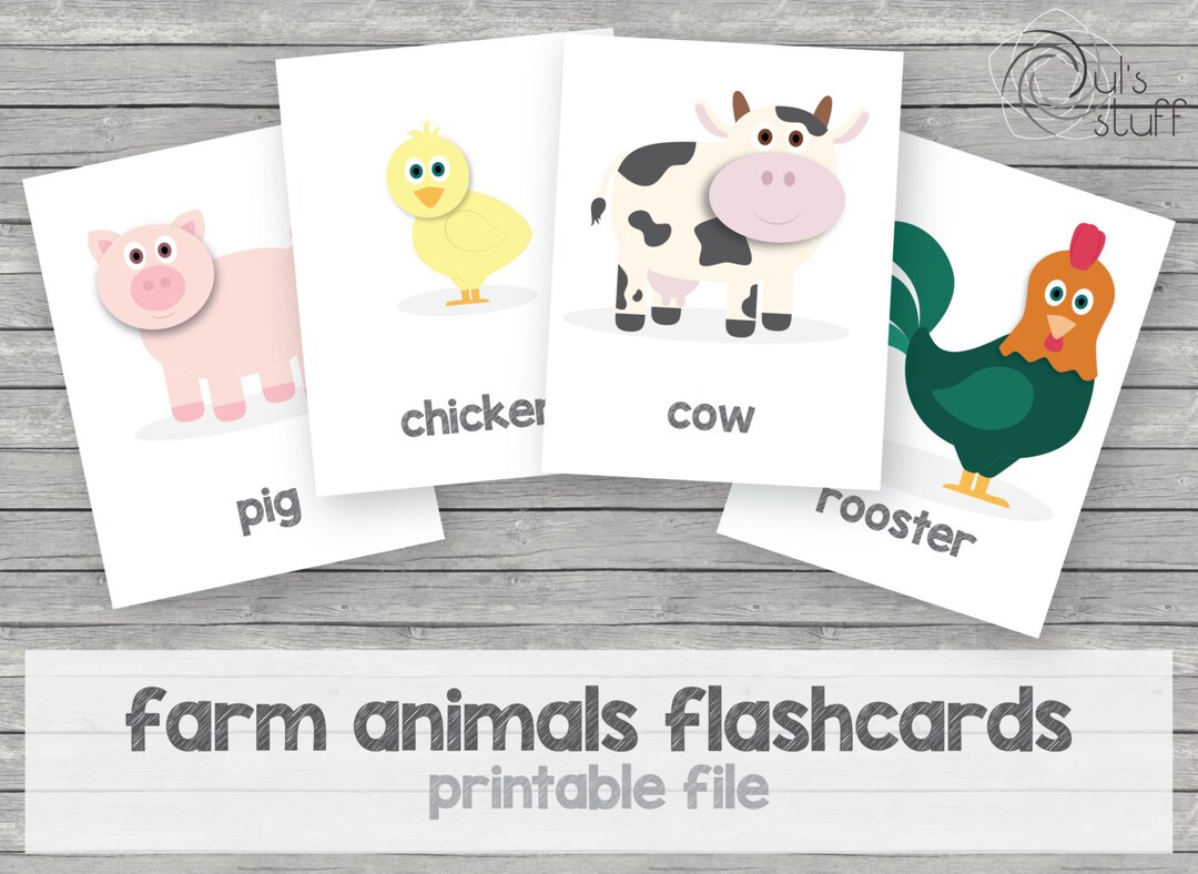 Printable Farm Animal Cards for Kids English. - Etsy