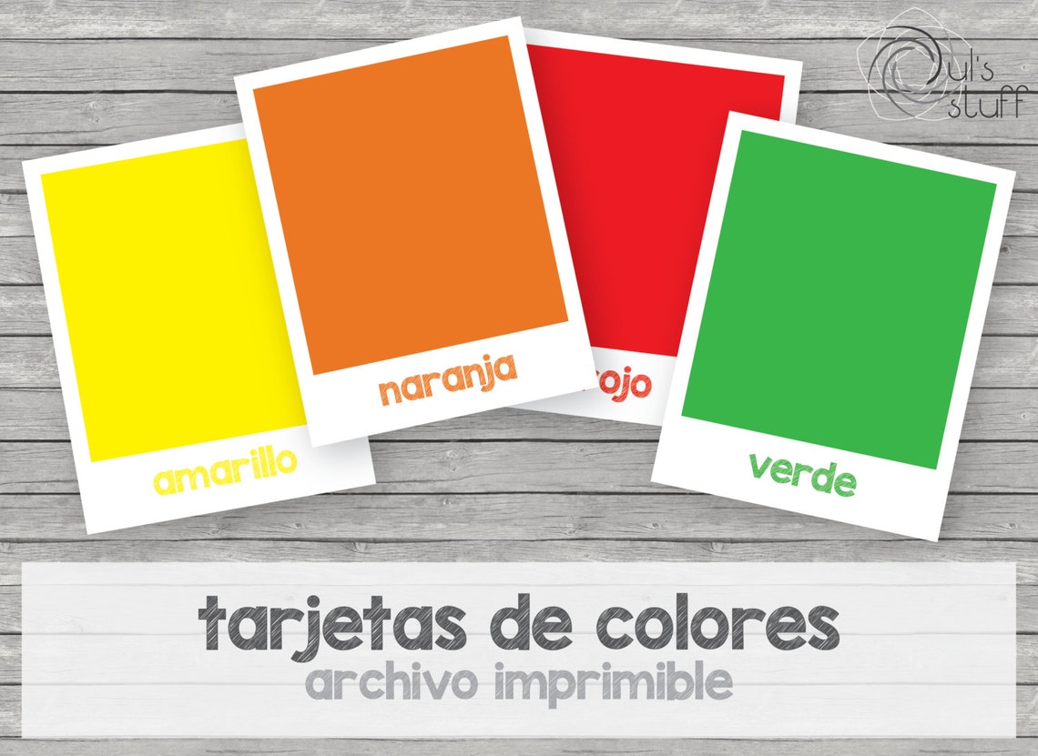 Tarjetas de colores imprimibles para niños en español | Etsy México