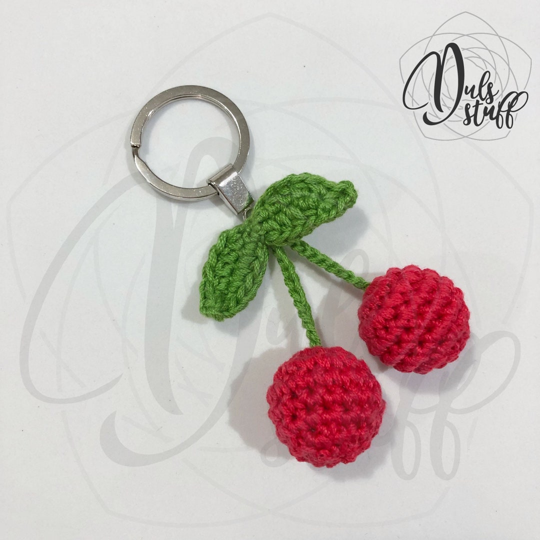 Crochet Cherry Keychain, Crochet Cherries, Cherry Amigurumi, Cherry ...