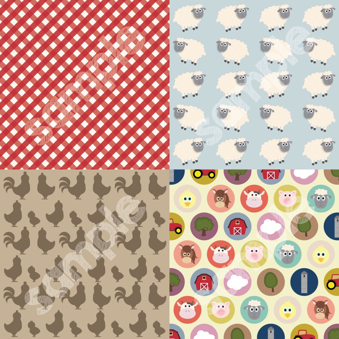 Farm Digital Paper Pack, Instant Download, 12" X 12" - Etsy