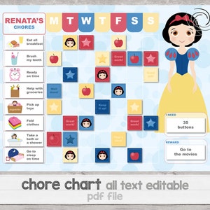 Chore Chart Reward Chart Behavior Chart Princess - Etsy