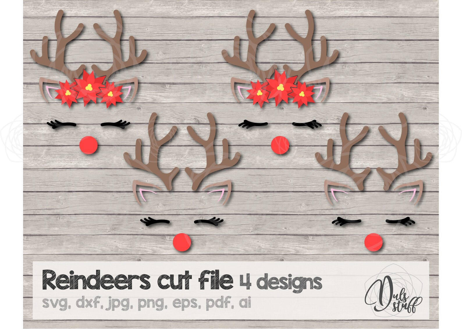 Christmas Reindeer Svg Christmas Reindeer Cricut Christmas | Etsy