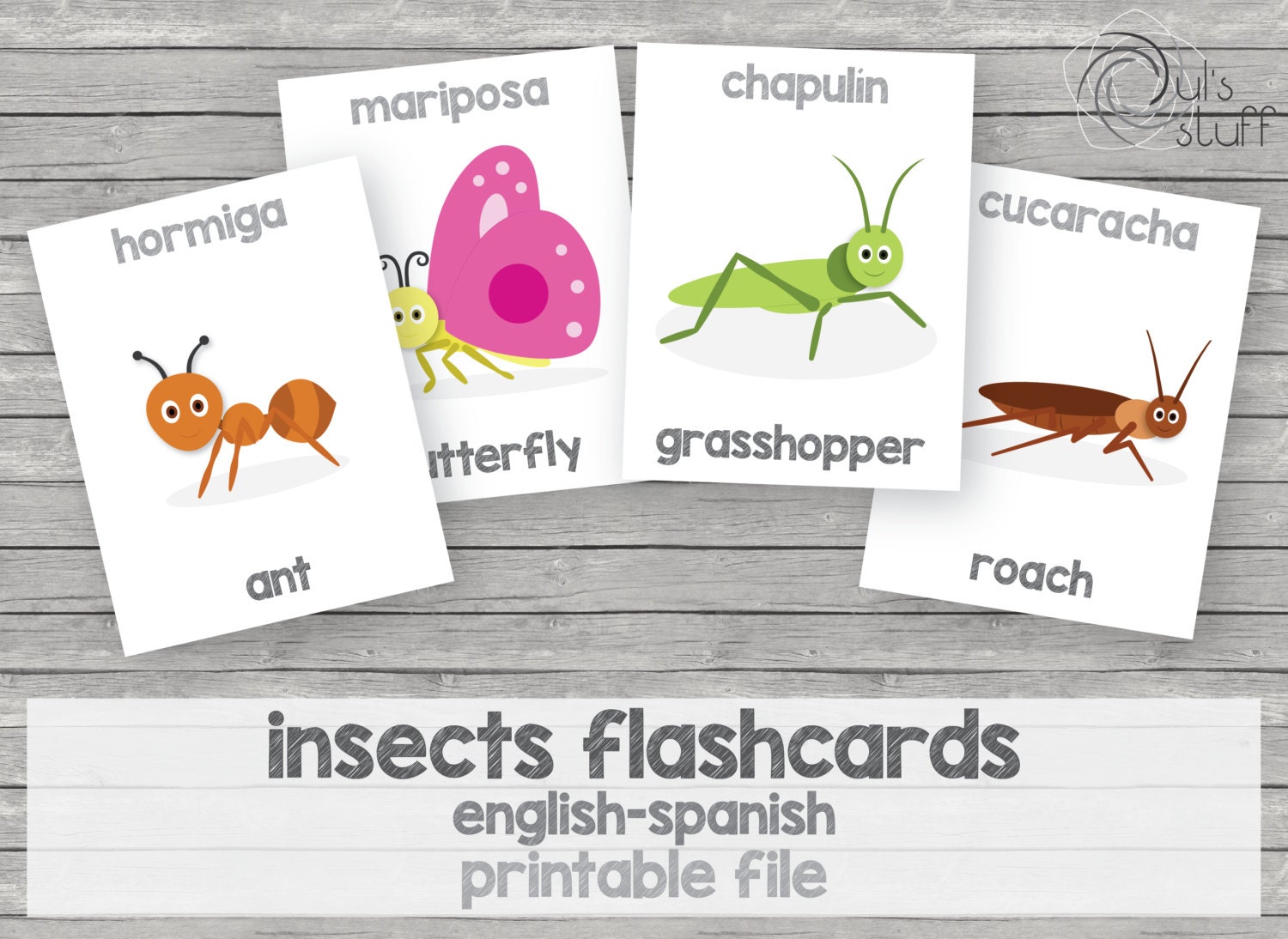 Tarjetas de insectos imprimibles para niños inglés-español - Etsy México