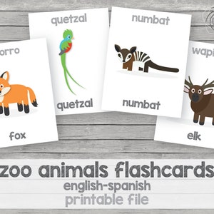 Tarjetas de animales del zoológico imprimibles para niños inglés ...