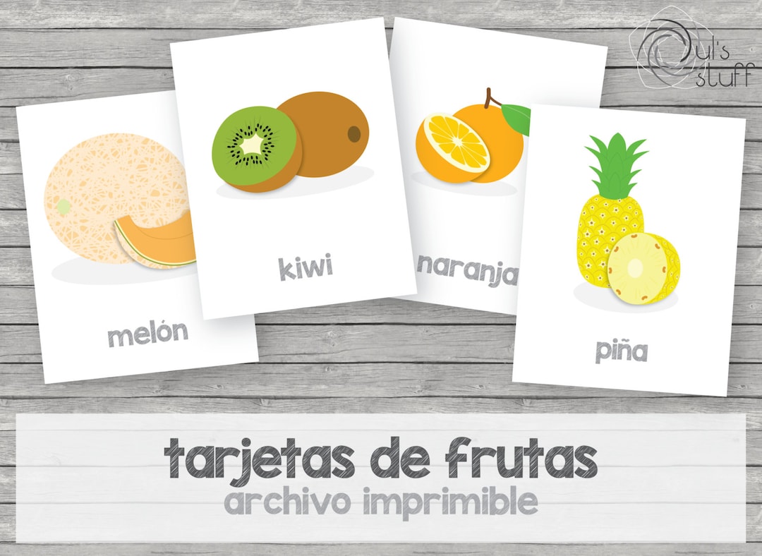 Tarjetas de frutas imprimibles para niños en español - Etsy España