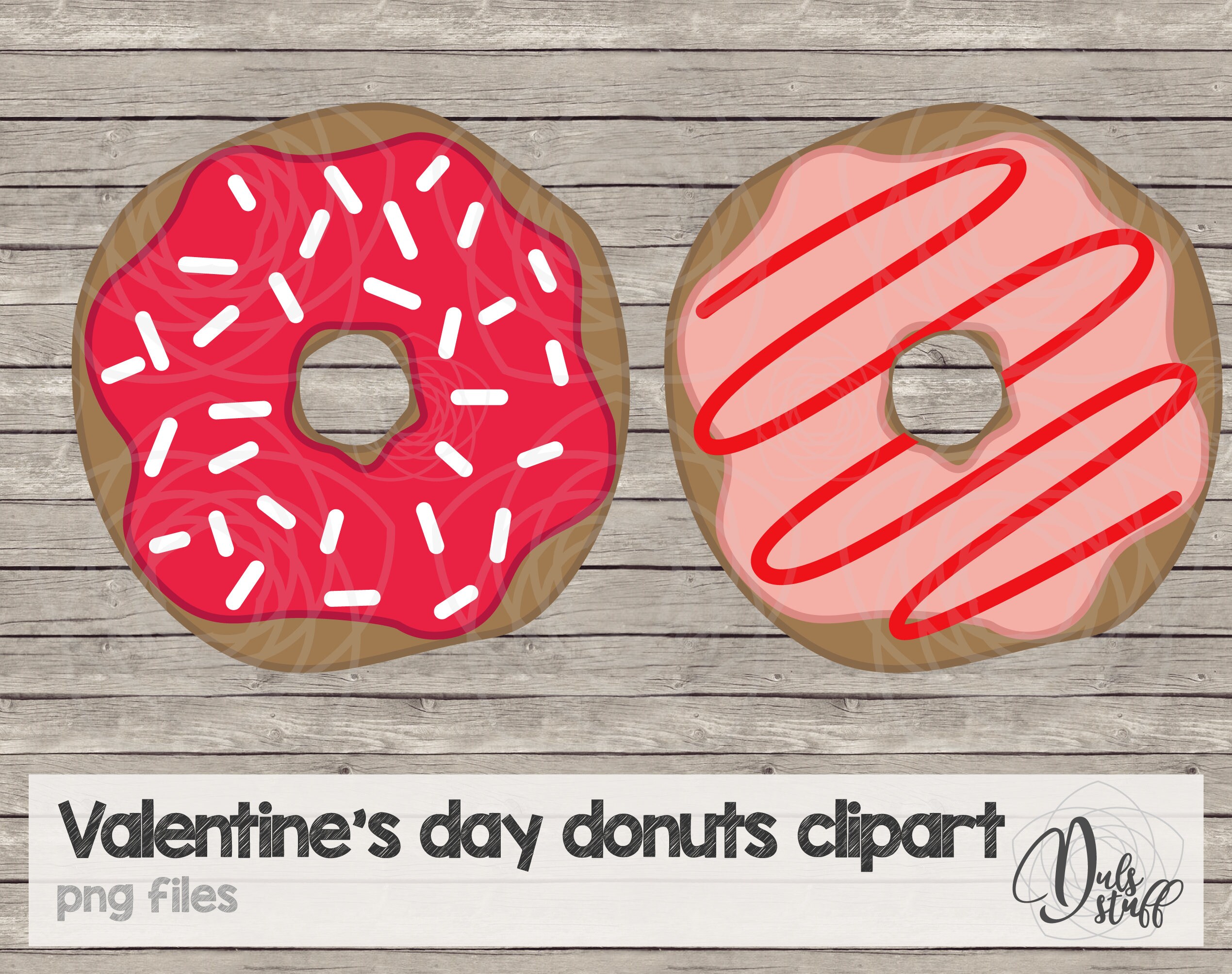 Valentine's Day Donuts Clipart Red Donut Valentine's - Etsy