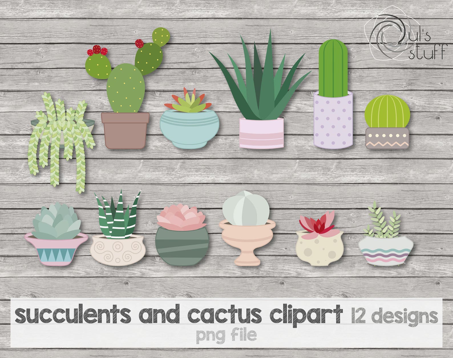 Cactus and Succulents Clipart Cactus Clipart Succulents - Etsy