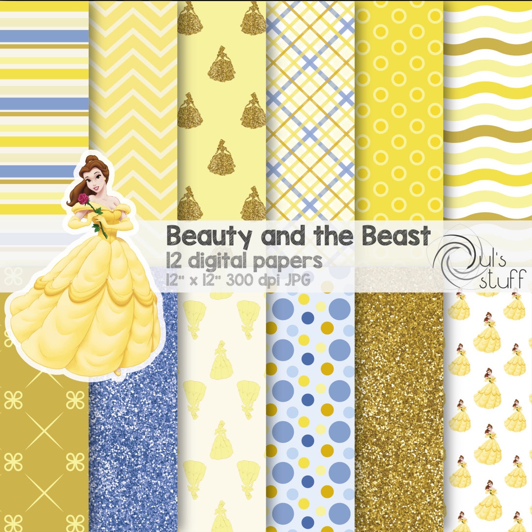 Belle, Beauty and the Beast Digital Paper Pack, Instant Download, 12" X ...