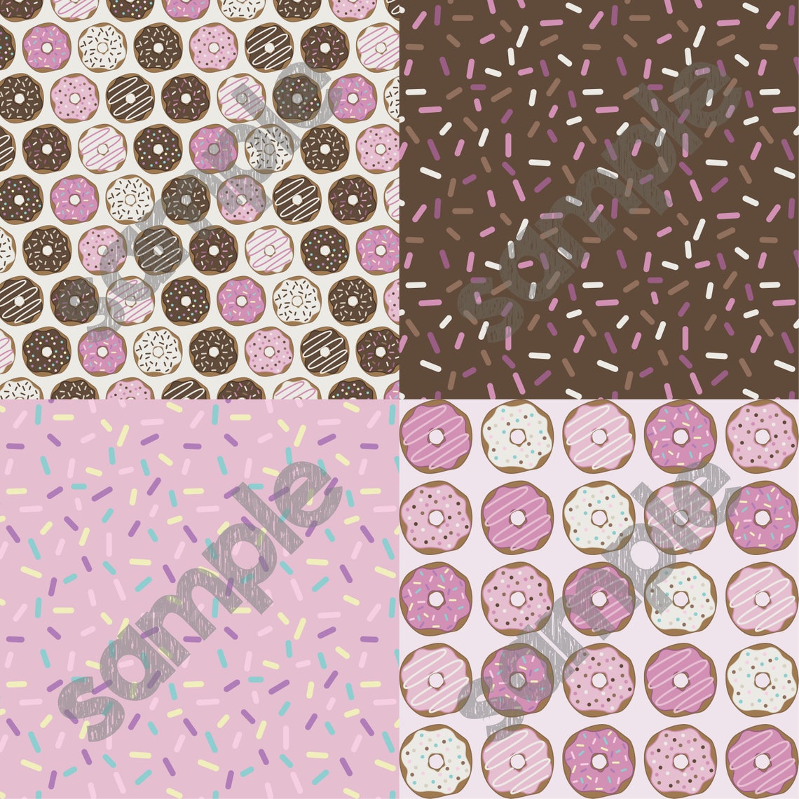 Donut and sprinkles digital paper pack instant download | Etsy