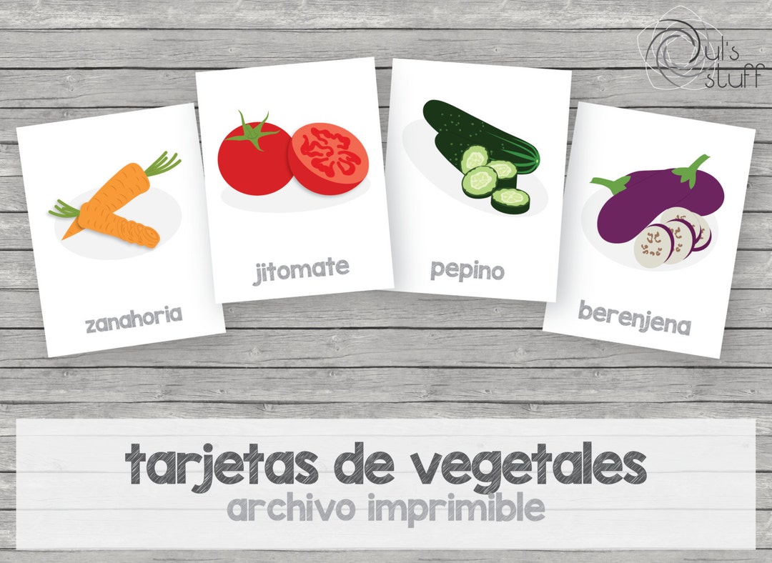 Printable Kid’s Vegetables Flashcards, Spanish - Etsy