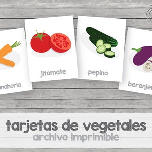 Printable Kid’s Vegetables Flashcards, Spanish - Etsy