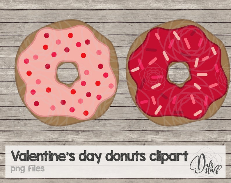 Valentine's Day Donuts Clipart Red Donut Valentine's - Etsy