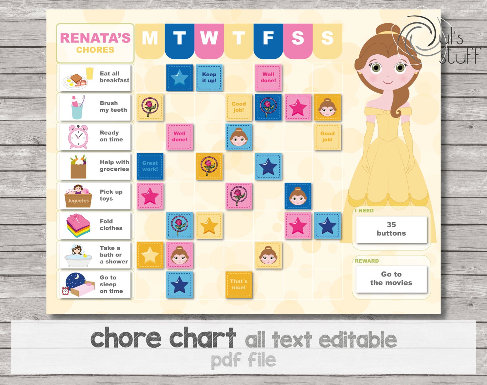 Chore Chart Reward Chart Behavior Chart Princess - Etsy
