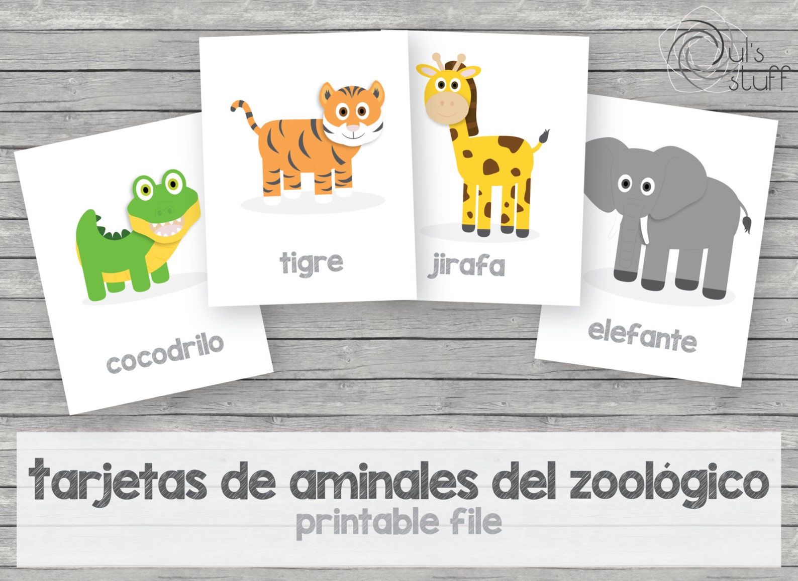 Printable Kids Zoo Animals Flashcards Spanish - Etsy UK