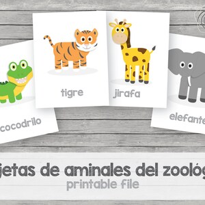 Printable Zoo Animal Flashcards for Kids in Spanish. - Etsy UK