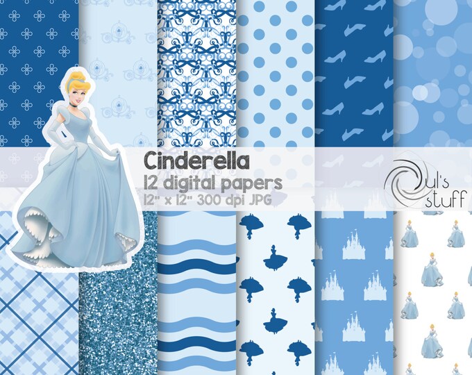 Cinderella Digital Paper Pack, Instant Download, 12" X 12" - Etsy