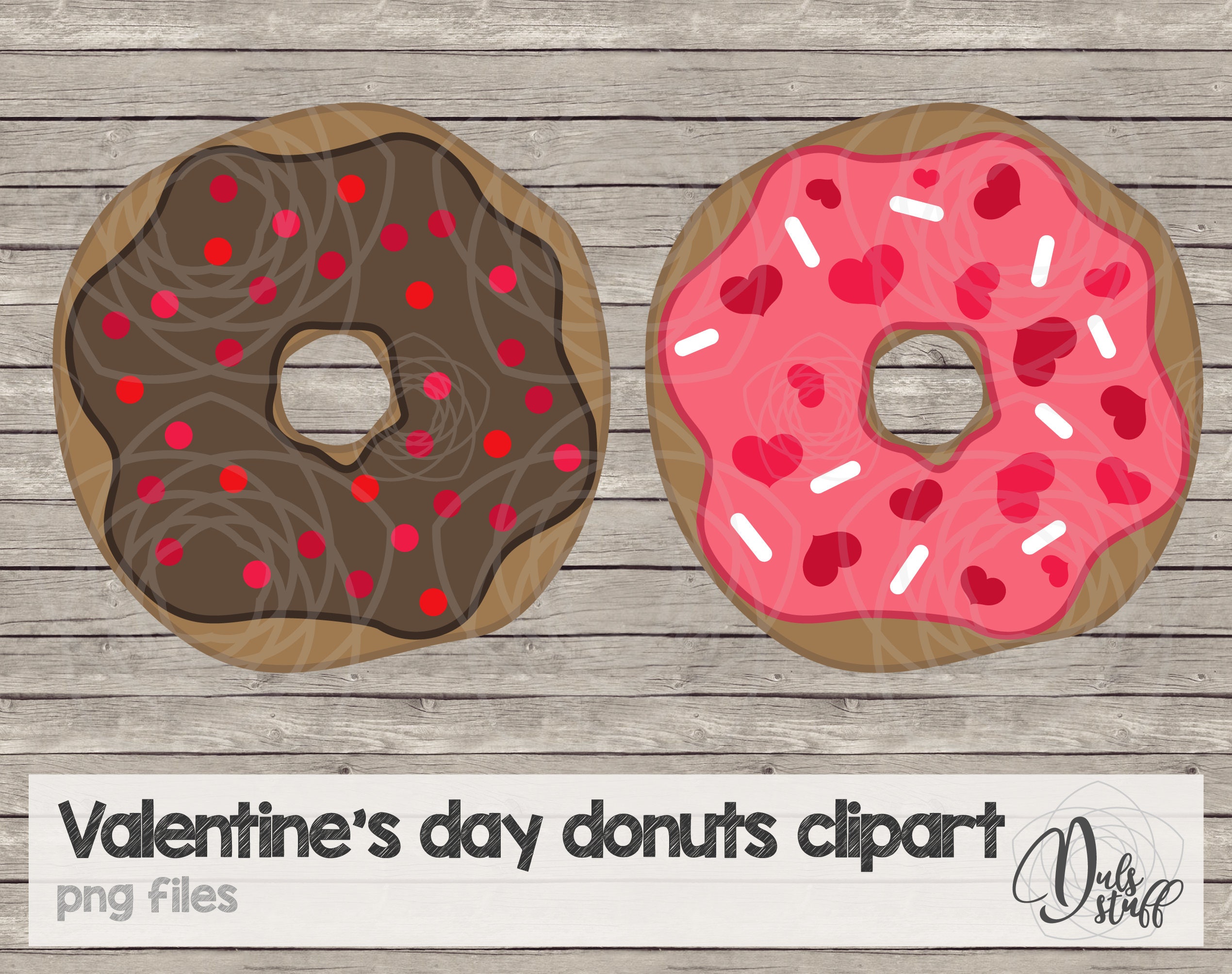 Valentine's Day Donuts Clipart Red Donut Valentine's - Etsy