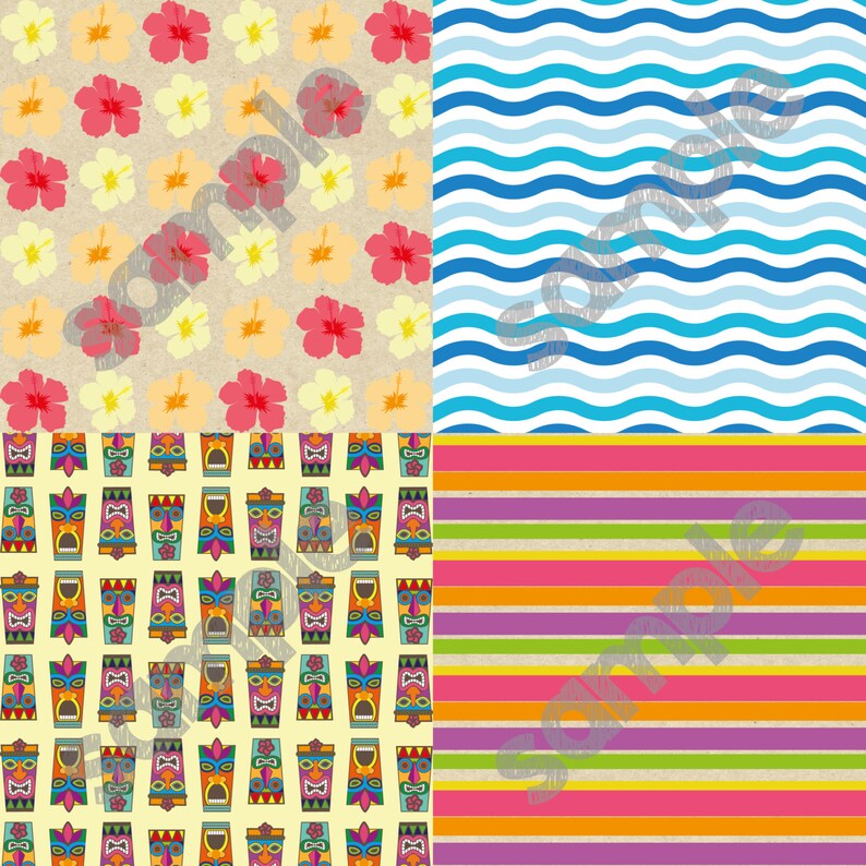 Hawaiian Luau Digital Paper Pack, Hula, Hawaiian Digital Paper ...