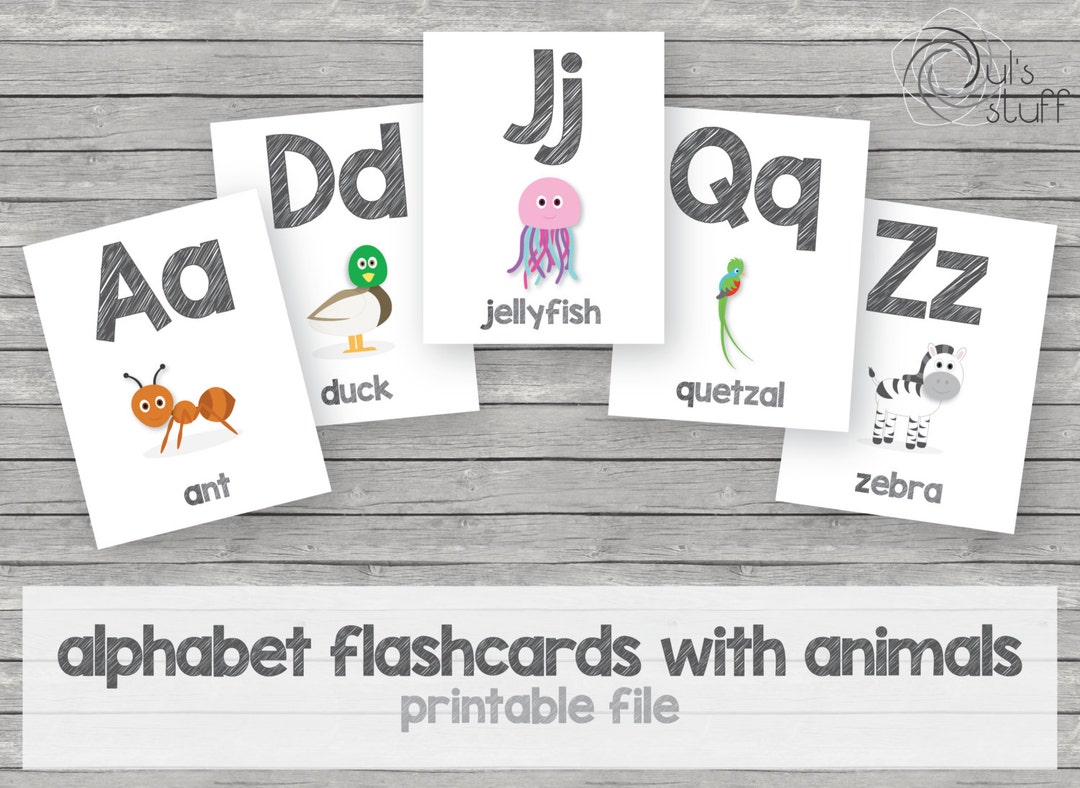 Printable Kids ABC With Animals Flashcards - Etsy