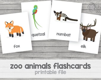 Tarjetas de animales del zoológico imprimibles para niños | Etsy México