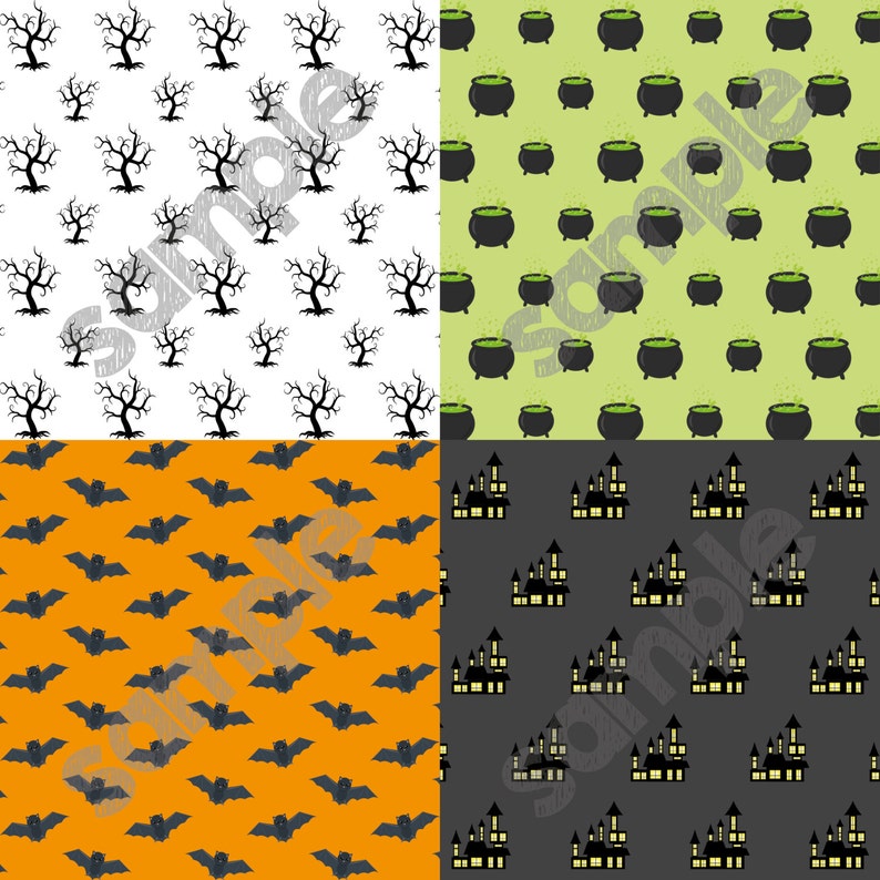 Halloween Digital Paper Pack, Ghosts, Pumpkins, Bats, Spiders, Cobweb ...