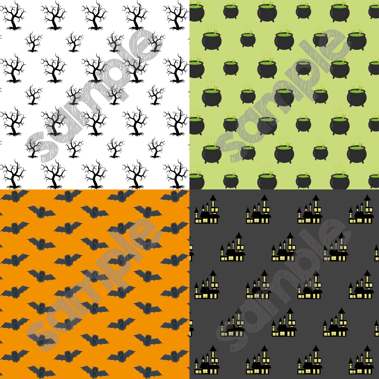 Halloween Digital Paper Pack, Ghosts, Pumpkins, Bats, Spiders, Cobweb ...