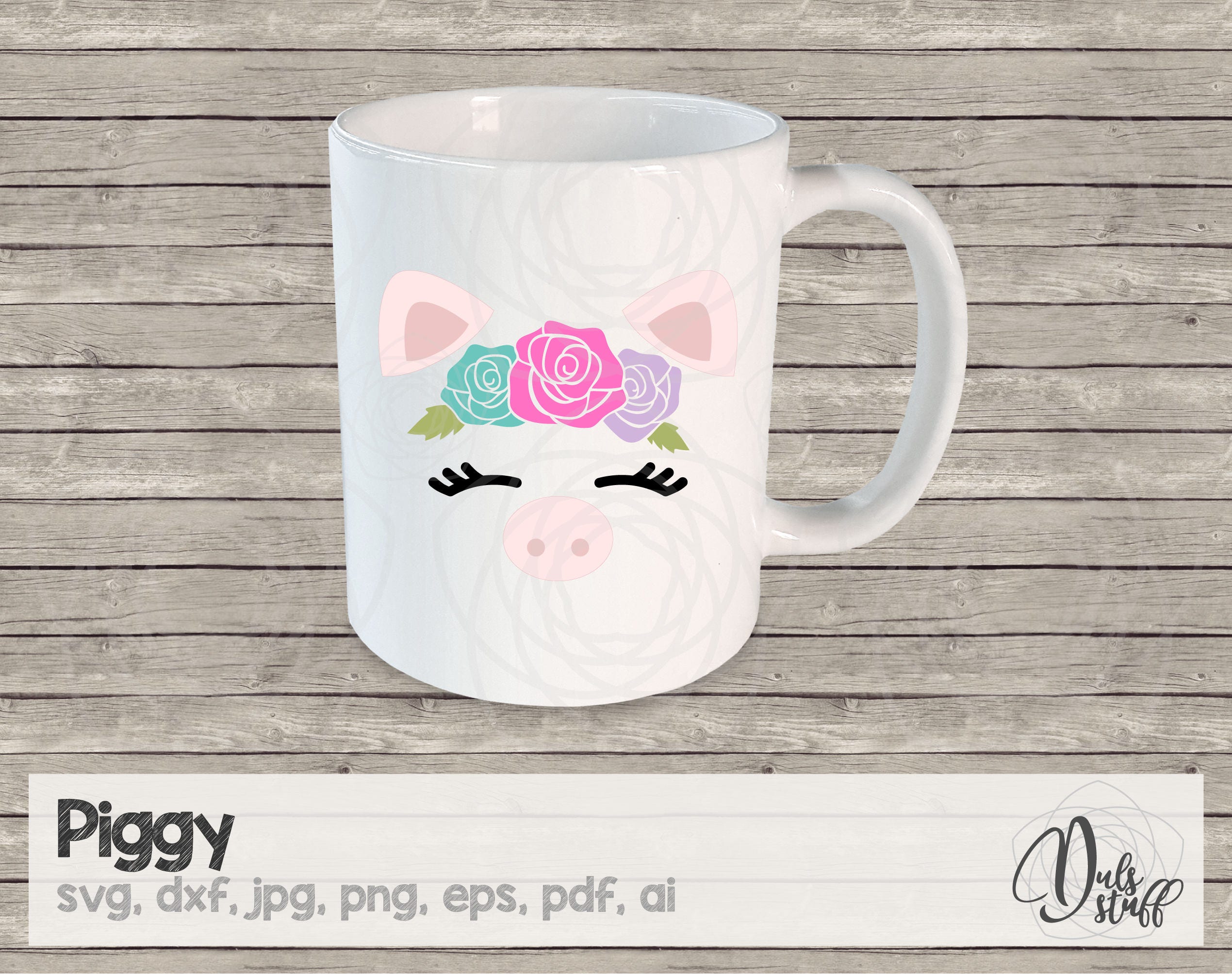 Piggy Svg, Piggy, Piggy With Flowers, Piggy Eyelashes, Cricut ...