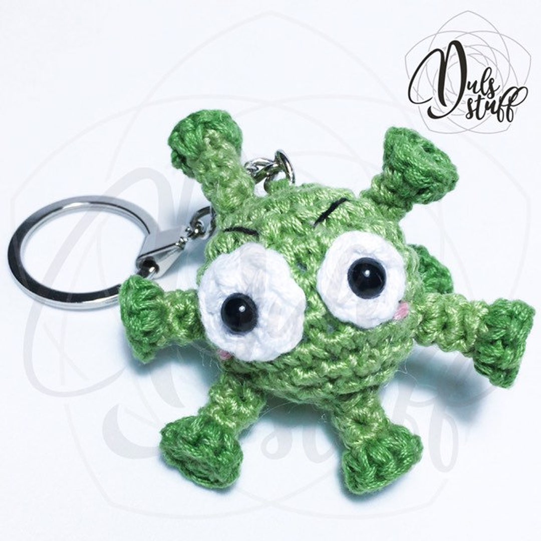 Crochet Virus Keychain, Virus Amigurumi, Crochet Virus Bag Charm, Virus ...