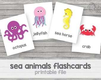 Tarjetas de animales del mar imprimibles para niños | Etsy México