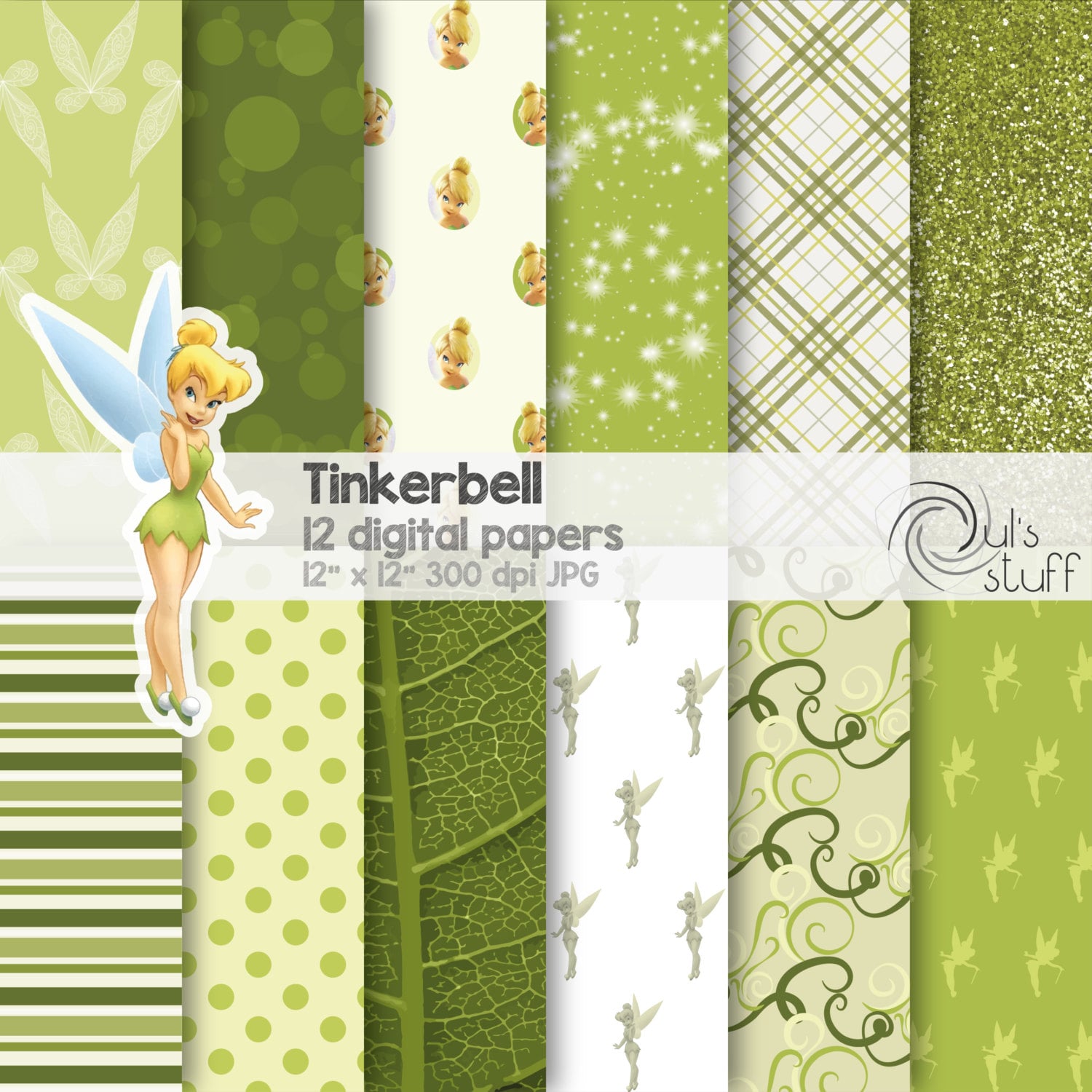 Tinkerbell Digital Paper Pack Instant Download 12 X - Etsy